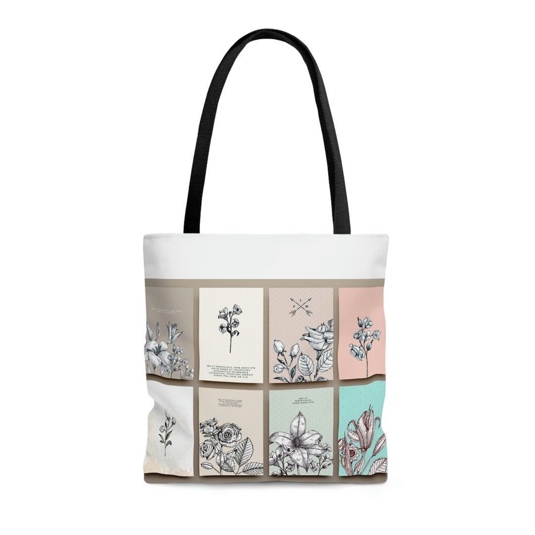 AOP Tote Bag Vintage Floral Cards - Etsy