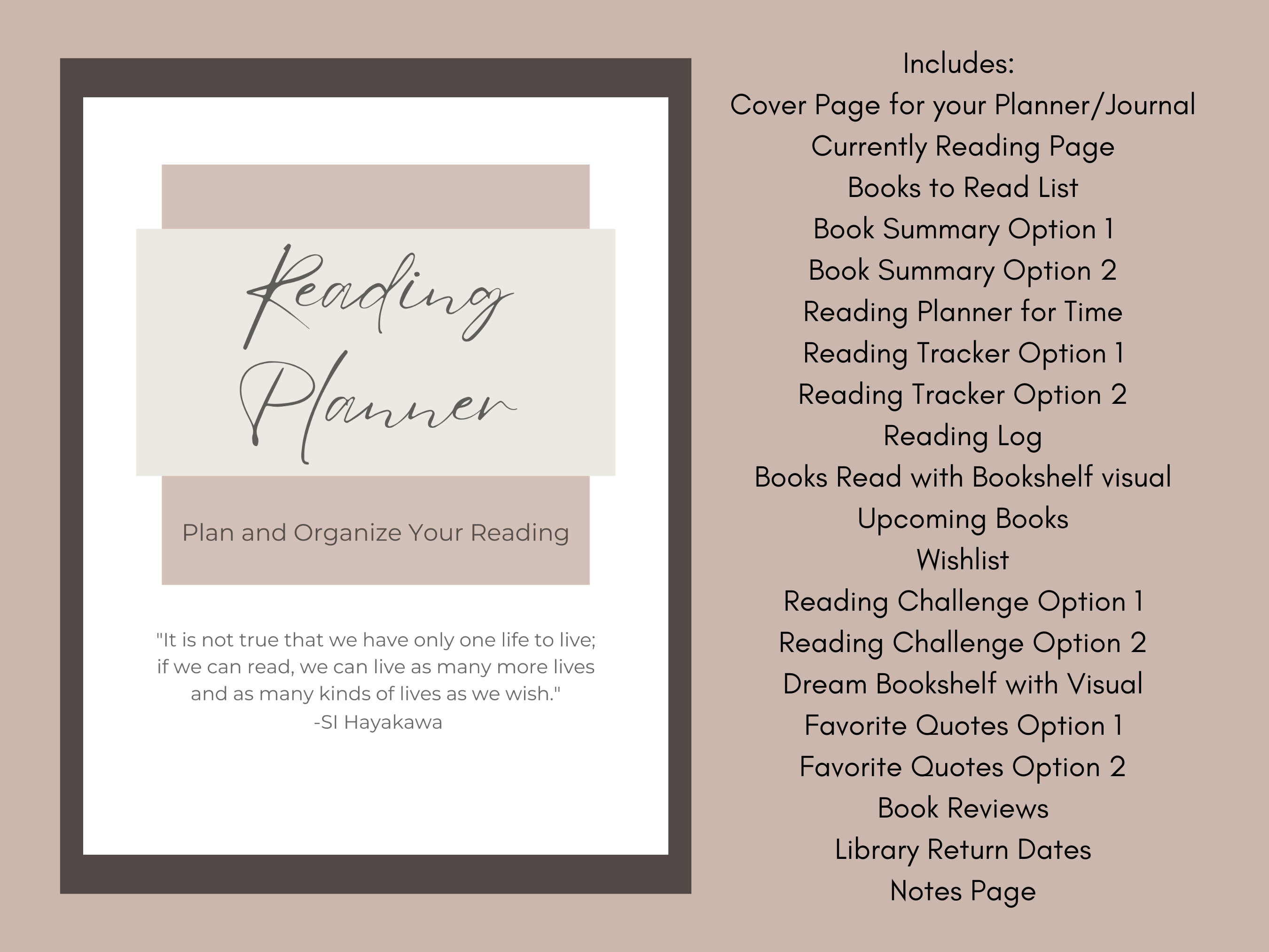 Reading Planner, Printable Reading Journal, Reading Organization, Book ...