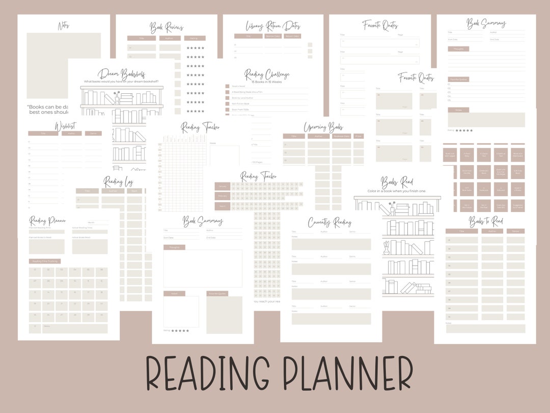 Reading Planner, Printable Reading Journal, Reading Organization, Book ...