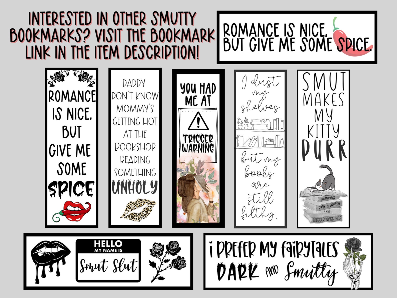 Smut Bookmarks Summer Bookmarks Smut Bookmark Set Printable - Etsy