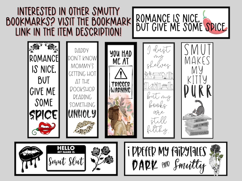 Bookmarks Smut Bookmarks Spicy Bookmarks Gifts Book Lovers - Etsy