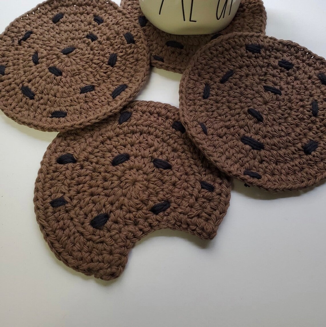 4 Crochet Cookies Coasters - Etsy