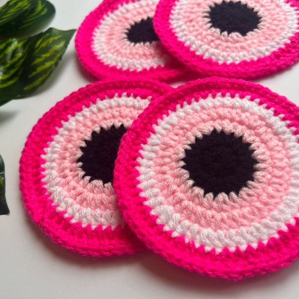 Crochet Evil Eye Coaster - Etsy