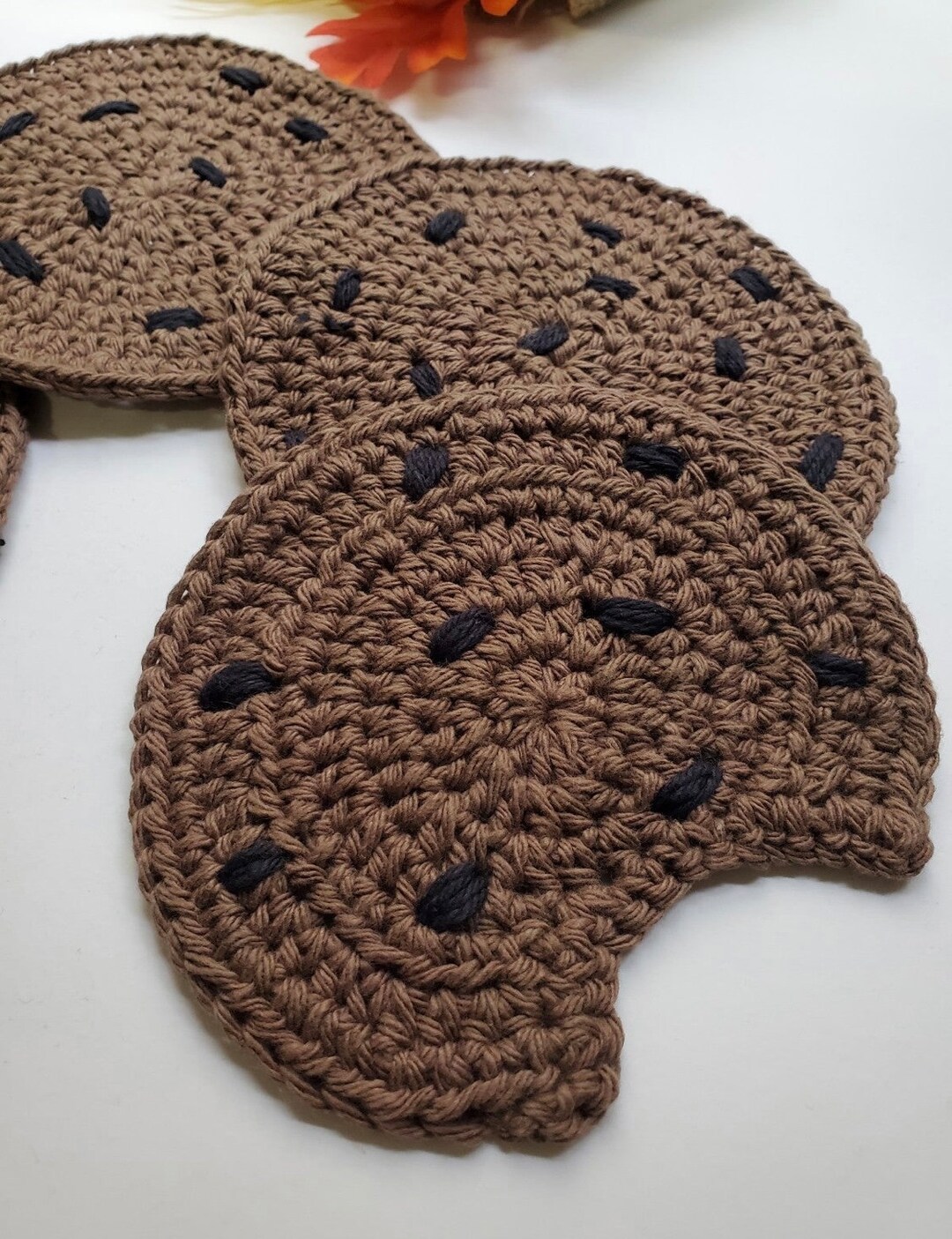 4 Crochet Cookies Coasters - Etsy