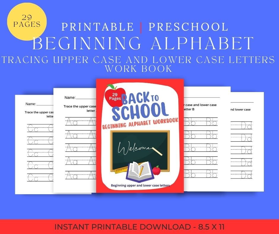 Preschool, Trace the Alphabet Workbook, Preschool Printables, Preschool ...