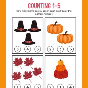 Thanksgiving Counting Pages, Preschool, Halloween Counting Activities ...
