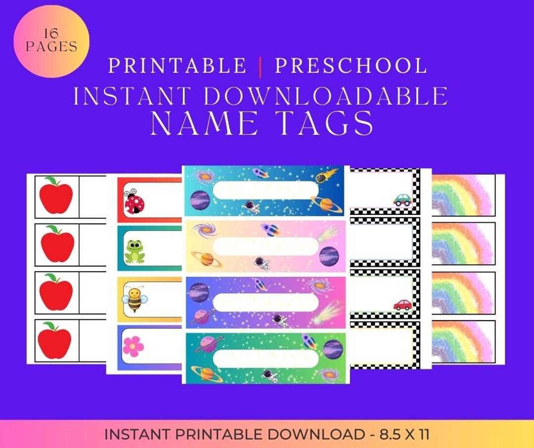 Preschool Classroom Name Tags, Printable Labels (PDF) - Etsy