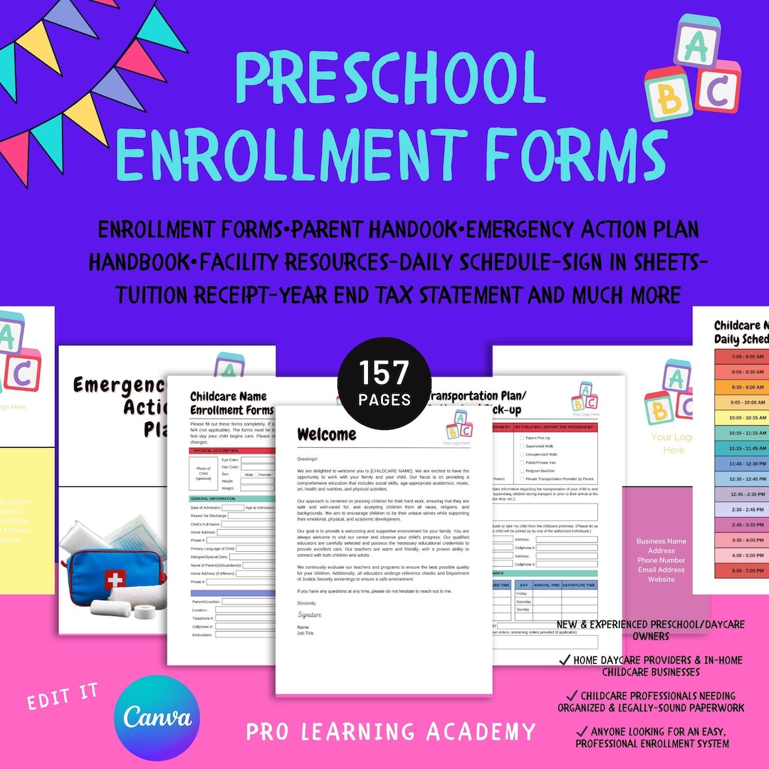 Daycare Forms, Daycare Contract, Daycare Starter Kit, Childcare Forms ...