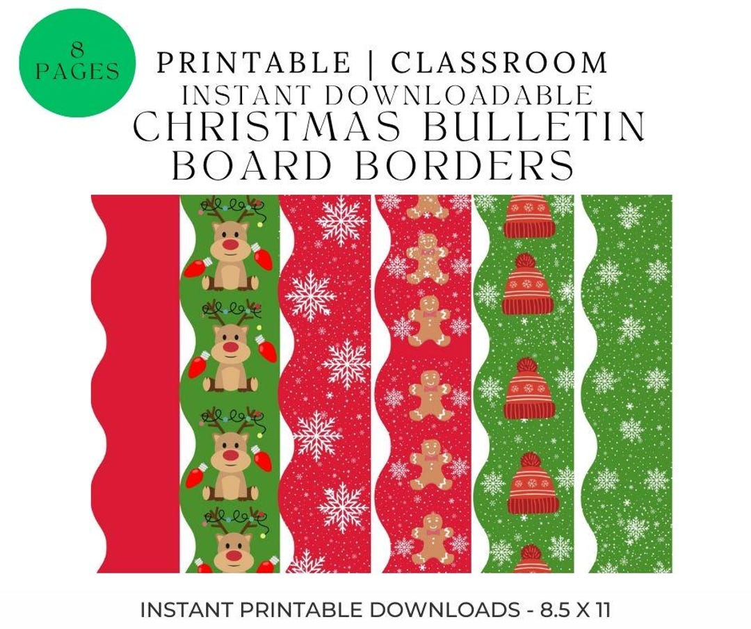 Christmas Bulletin Board Borders, Preschool Classroom Decor (digital ...