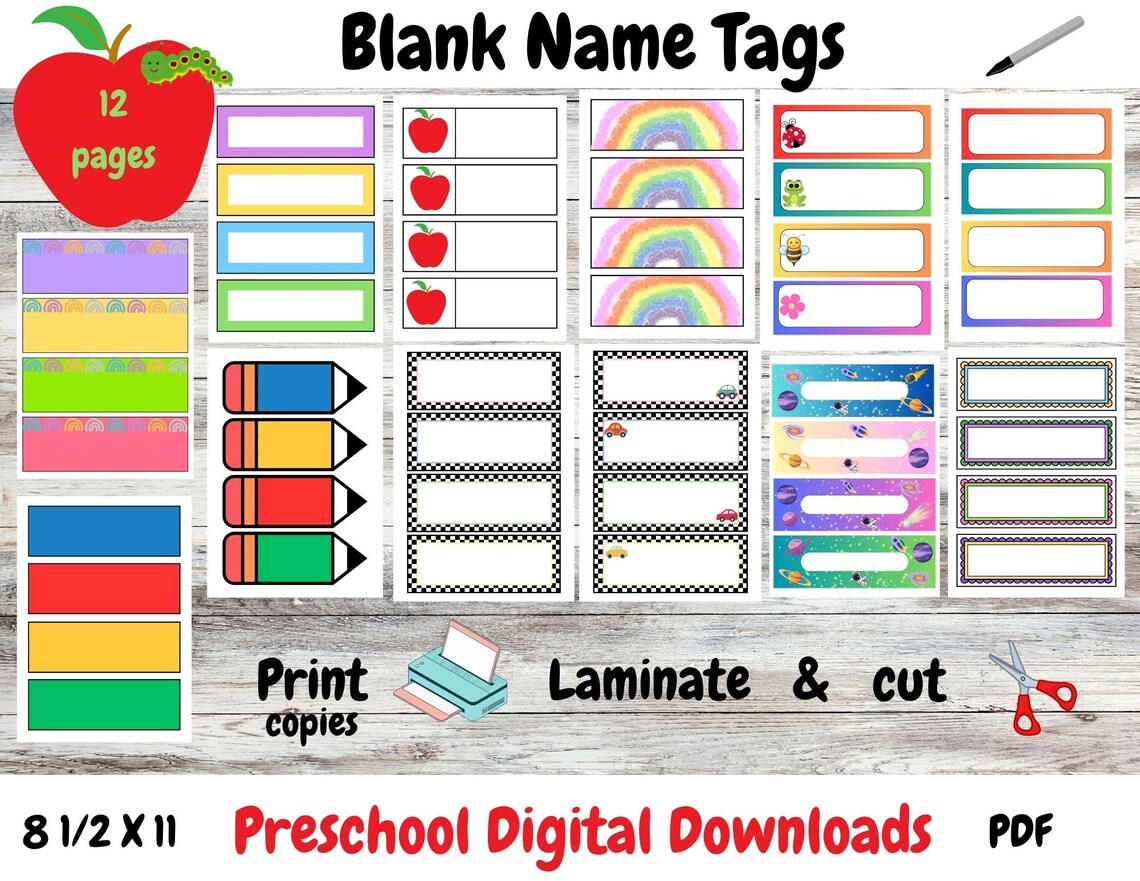 Preschool Printable Name Tags, Instant Downloads, Preschool Classroom ...
