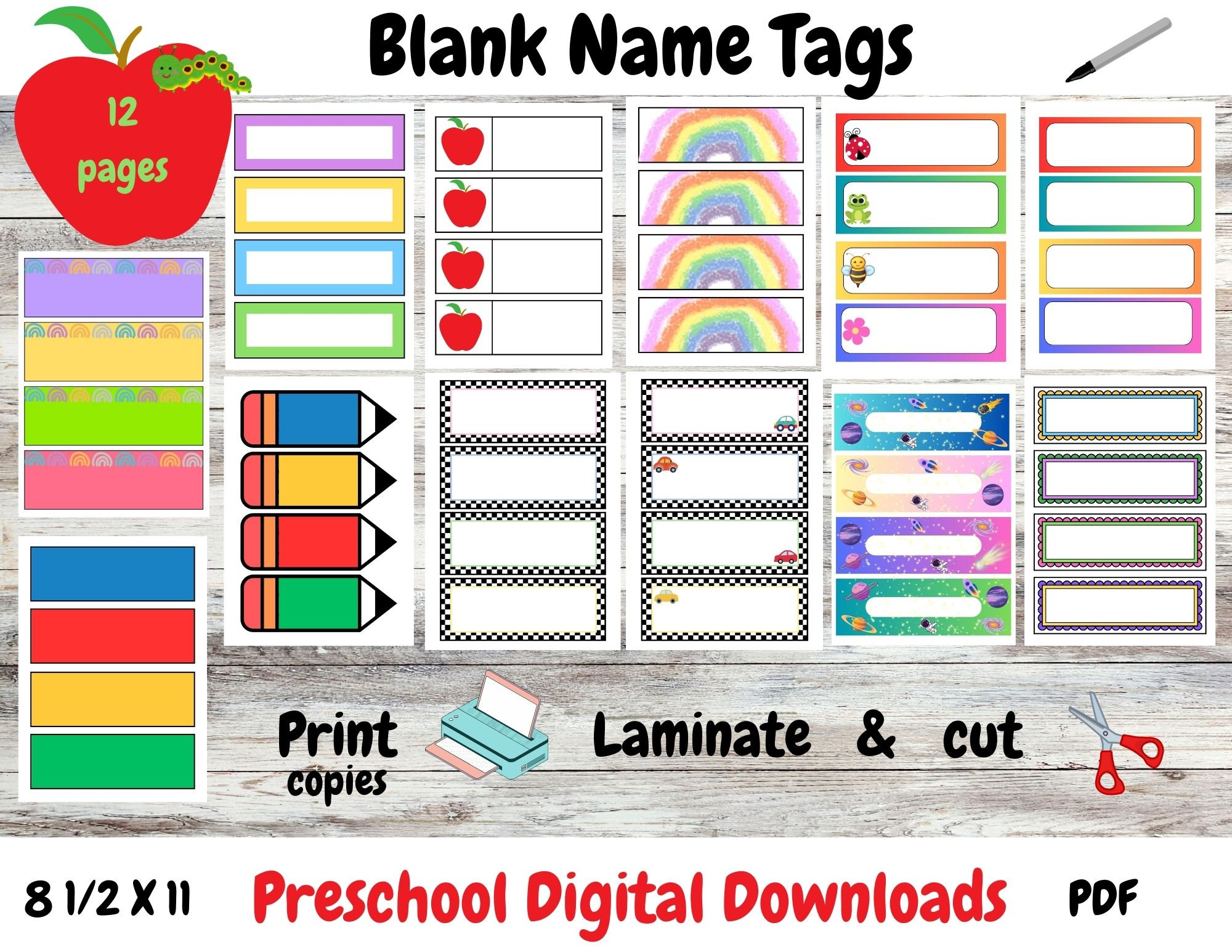Preschool Printable Name Tags, Instant Downloads, Preschool Classroom ...