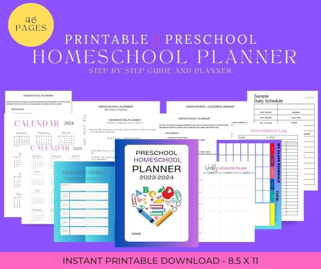 Homeschool Planner Bundle, Pre K, Curriculum, Beginning Counting ...