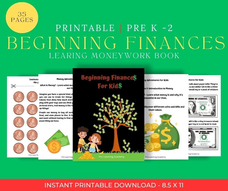 Money Management for Kids, Learning Money, Kindergarten, 1st, 2nd Grade ...