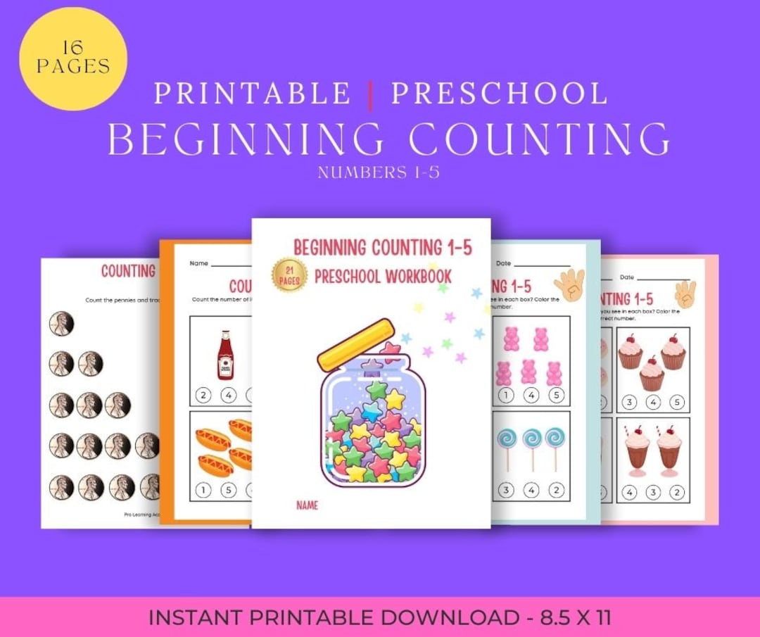 Preschool Counting Exercises, Counting Workbook, Preschool Math ...