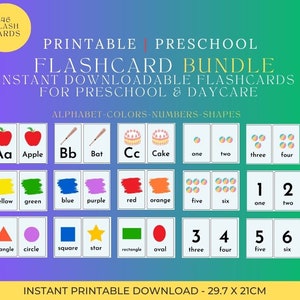 Preschool Printable Flash Cards Bundle, Center Flash Cards, Alphabet ...