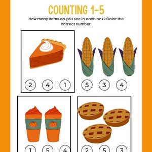 Thanksgiving Counting Pages, Preschool, Halloween Counting Activities ...