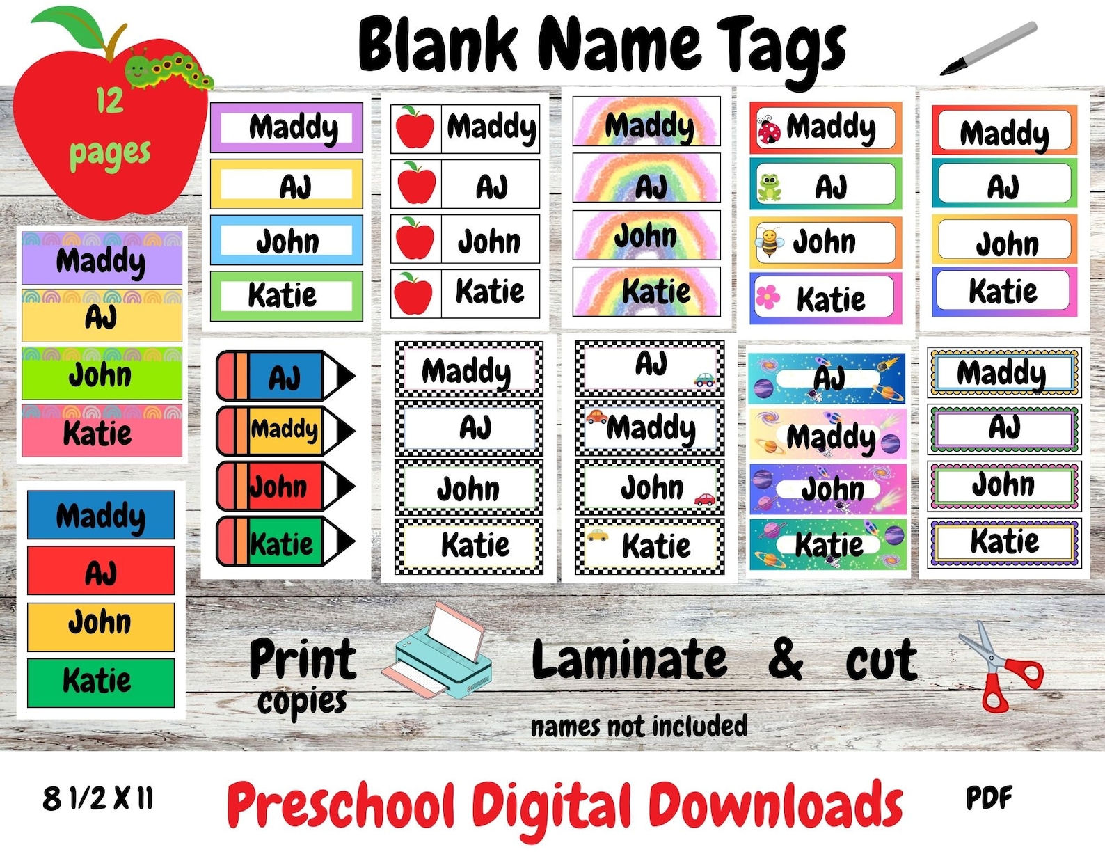 Preschool Printable Name Tags, Instant Downloads, Preschool Classroom ...