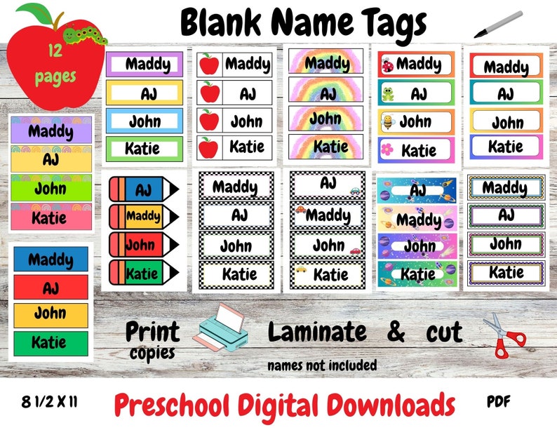 Preschool Classroom Name Tags, Printable Labels (PDF) - Etsy