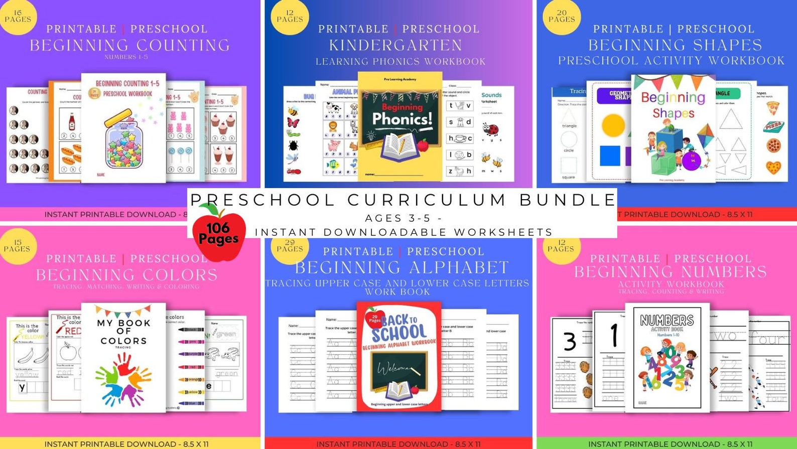 Homeschool Bundle, Preschool Curriculum, Beginning Counting, Colors ...