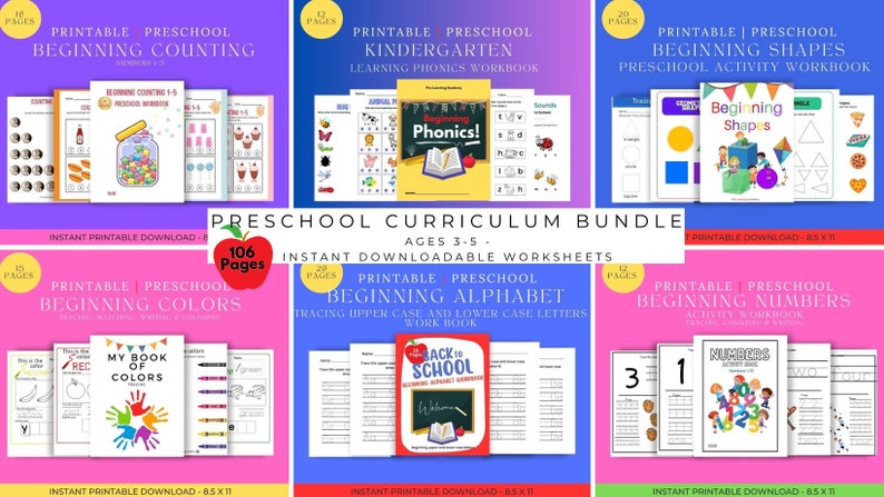 Homeschool Bundle, Preschool Curriculum, Beginning Counting, Colors ...