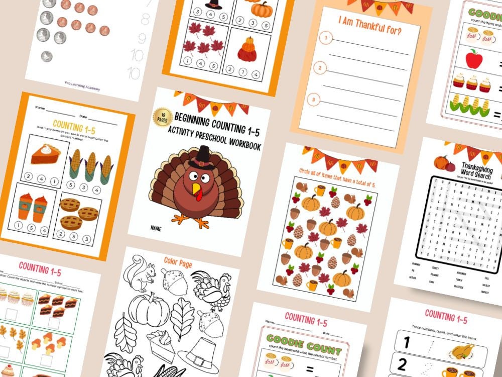 Thanksgiving Counting Pages, Preschool, Halloween Counting Activities ...