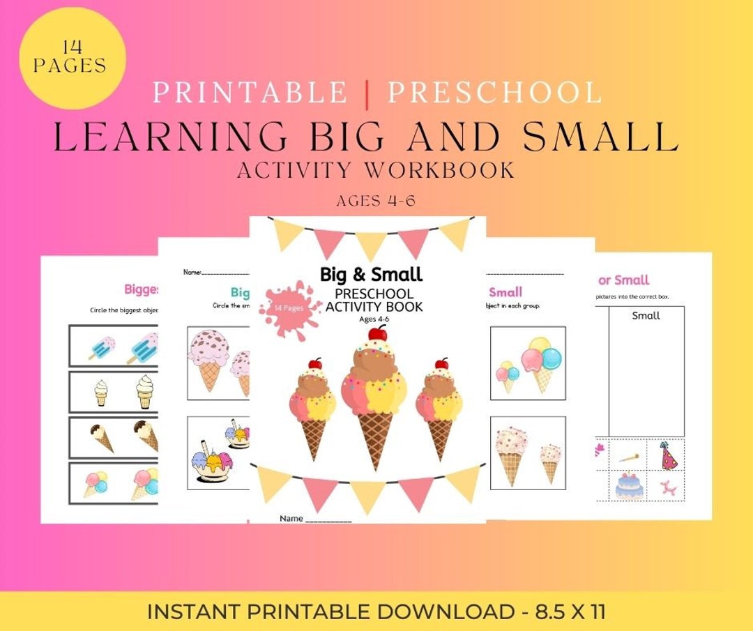 Preschool, Learning Big and Small Workbook, Preschool Printables ...