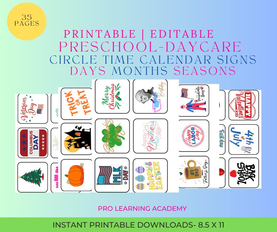 Preschool Calendar Printable | Circle Time Learning Board (digital ...