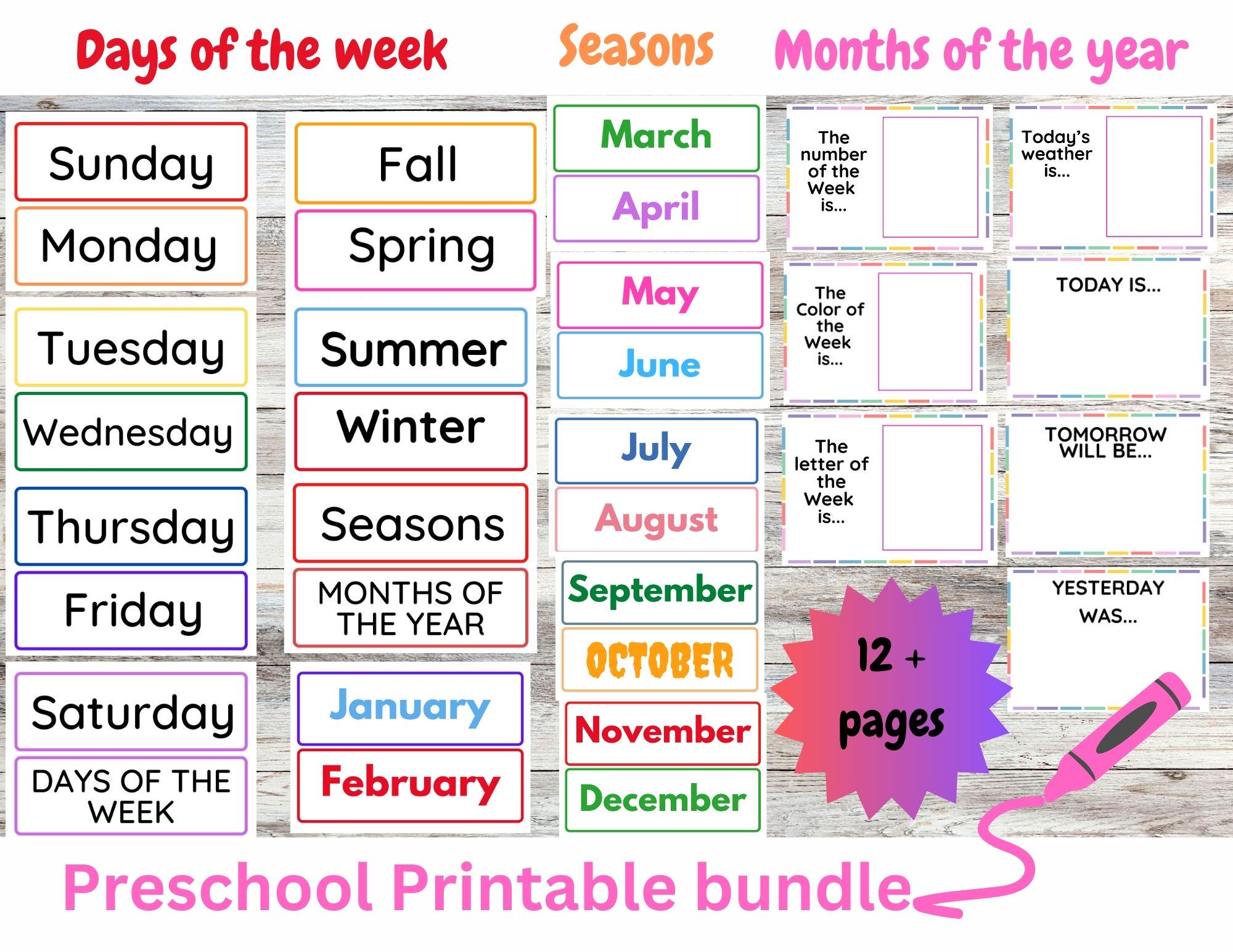 Preschool Calendar Printable | Circle Time Learning Board (digital ...