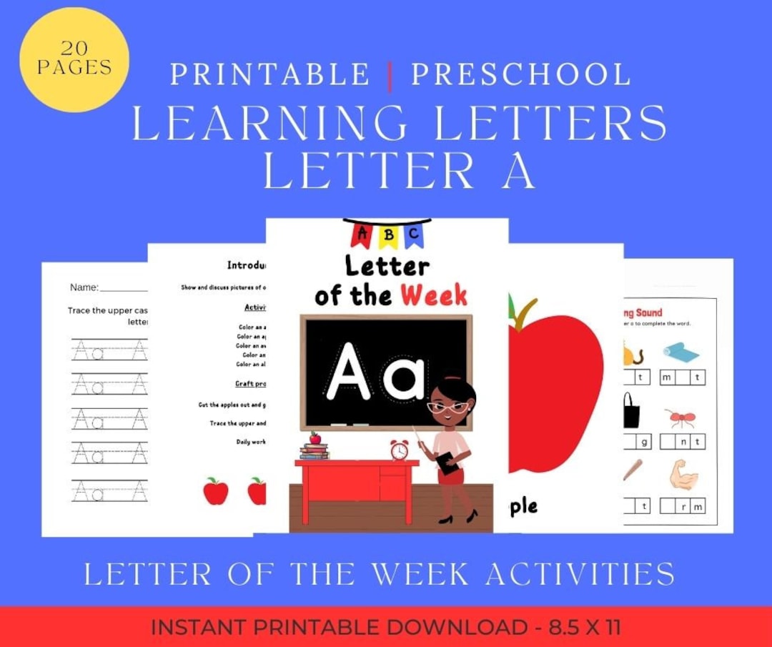 Preschool, Letter A, Letter of the Week Workbook, Preschool Printables ...
