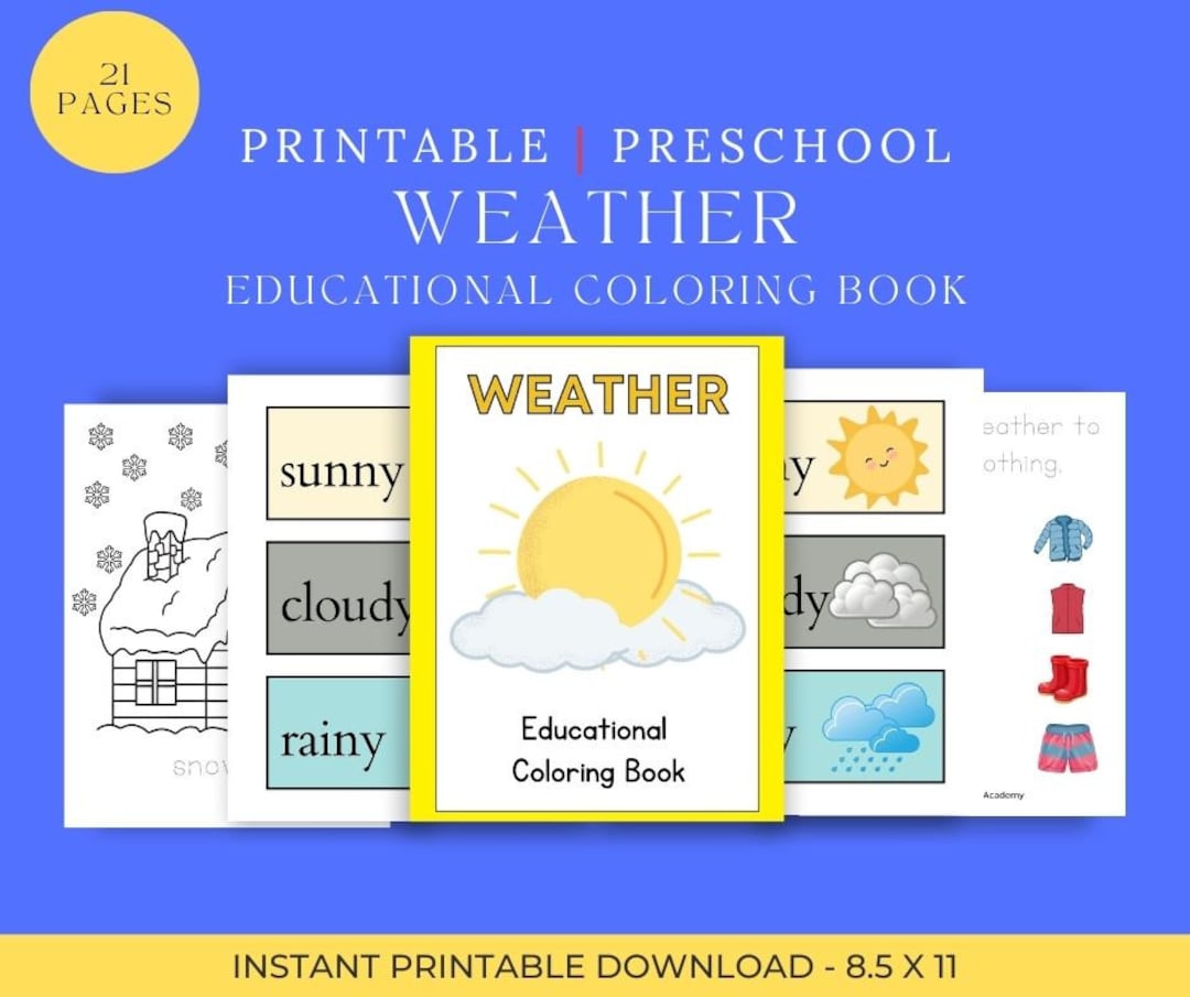 Preschool, Learning Weather Coloring Book, Preschool Printables ...