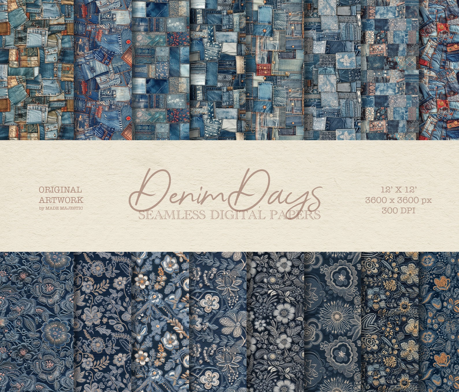 Denim Days Digital Paper Seamless Pattern Denim Scrapbook Paper ...