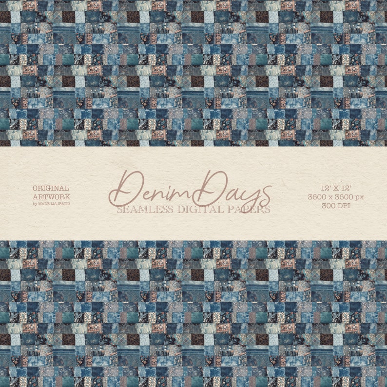 Denim Days Digital Paper Seamless Pattern Denim Scrapbook Paper ...