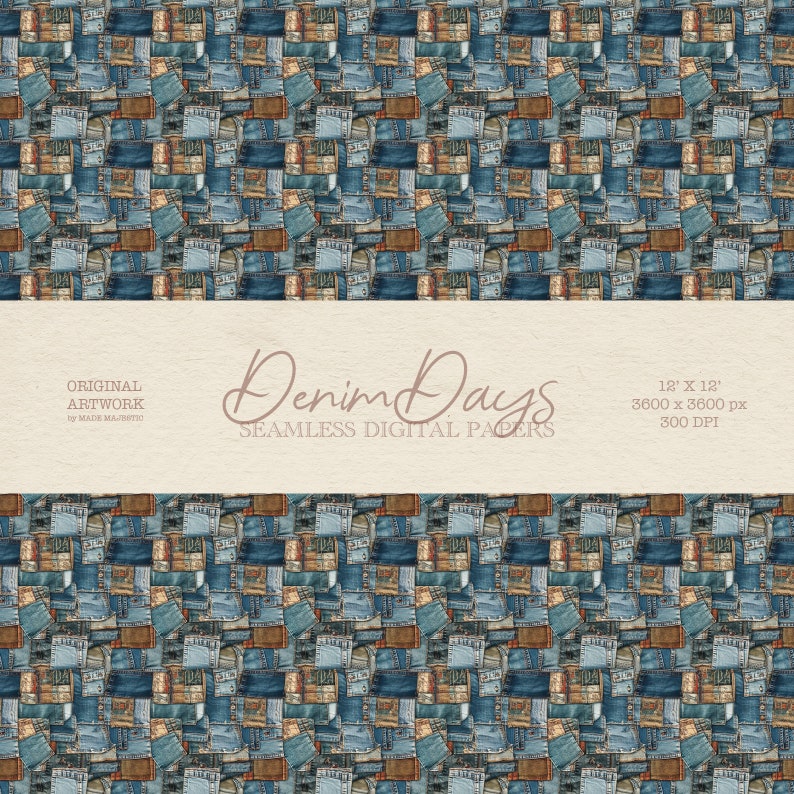 Denim Days - Digital Paper - Seamless Pattern - Denim - Scrapbook Paper ...