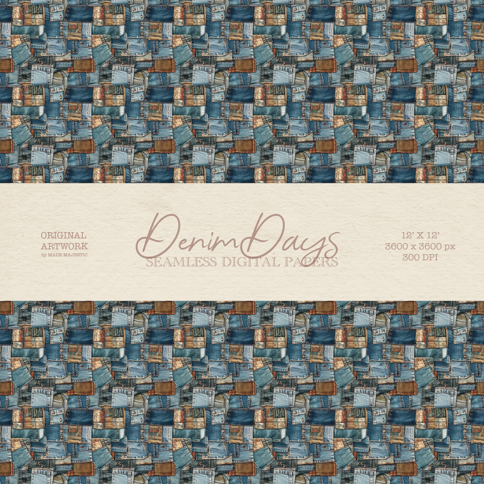 Denim Days Digital Paper Seamless Pattern Denim Scrapbook Paper ...