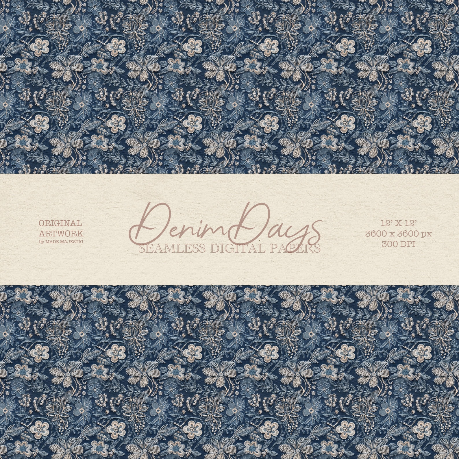 Denim Days - Digital Paper - Seamless Pattern - Denim - Scrapbook Paper ...