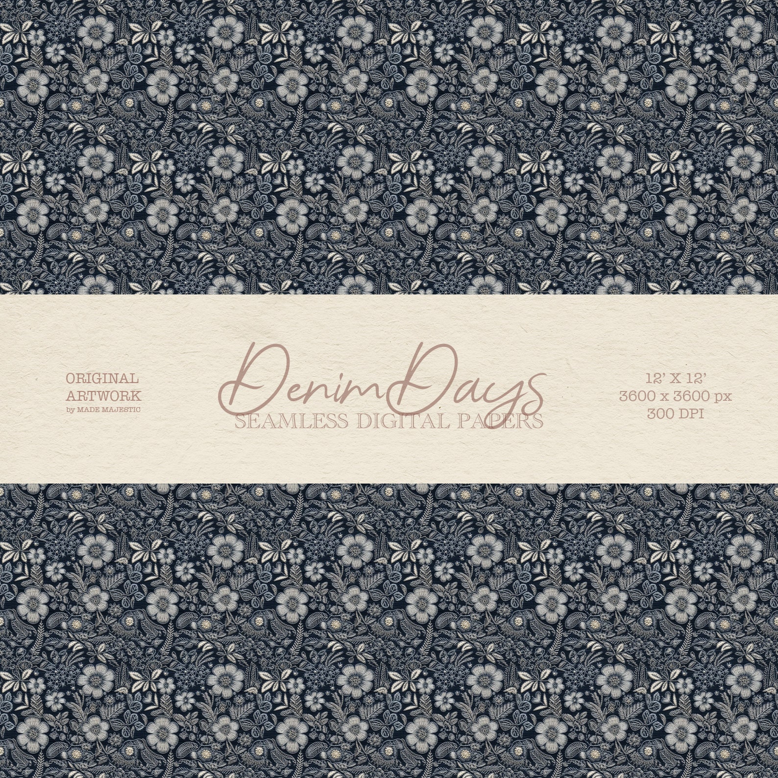 Denim Days - Digital Paper - Seamless Pattern - Denim - Scrapbook Paper ...