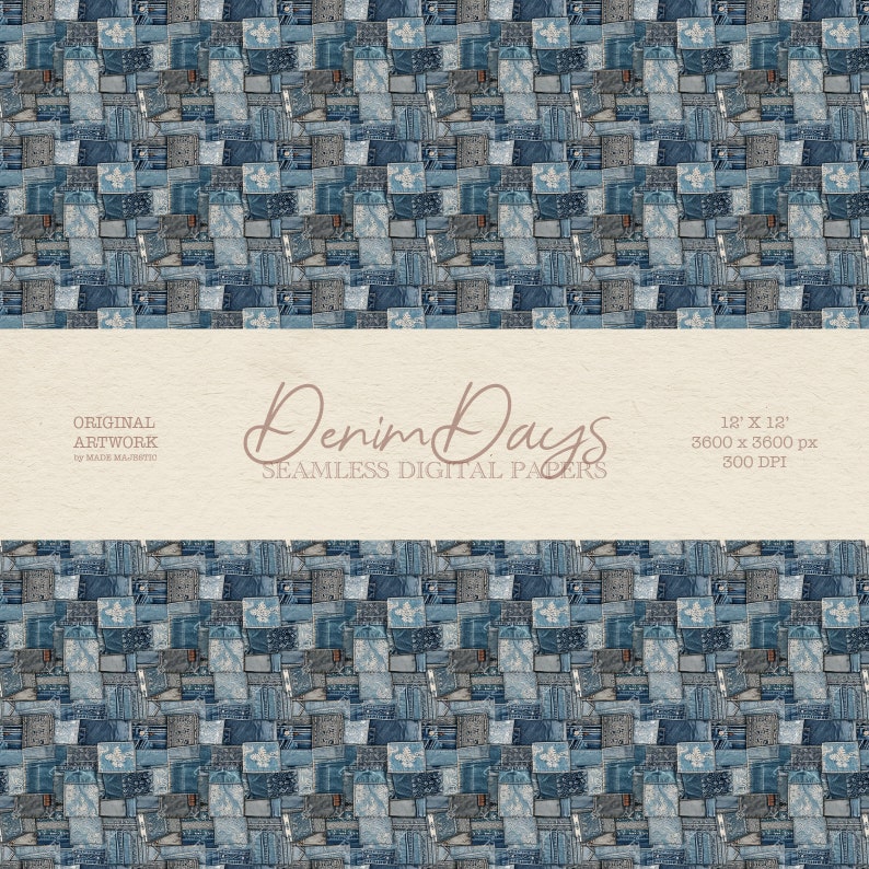Denim Days - Digital Paper - Seamless Pattern - Denim - Scrapbook Paper ...