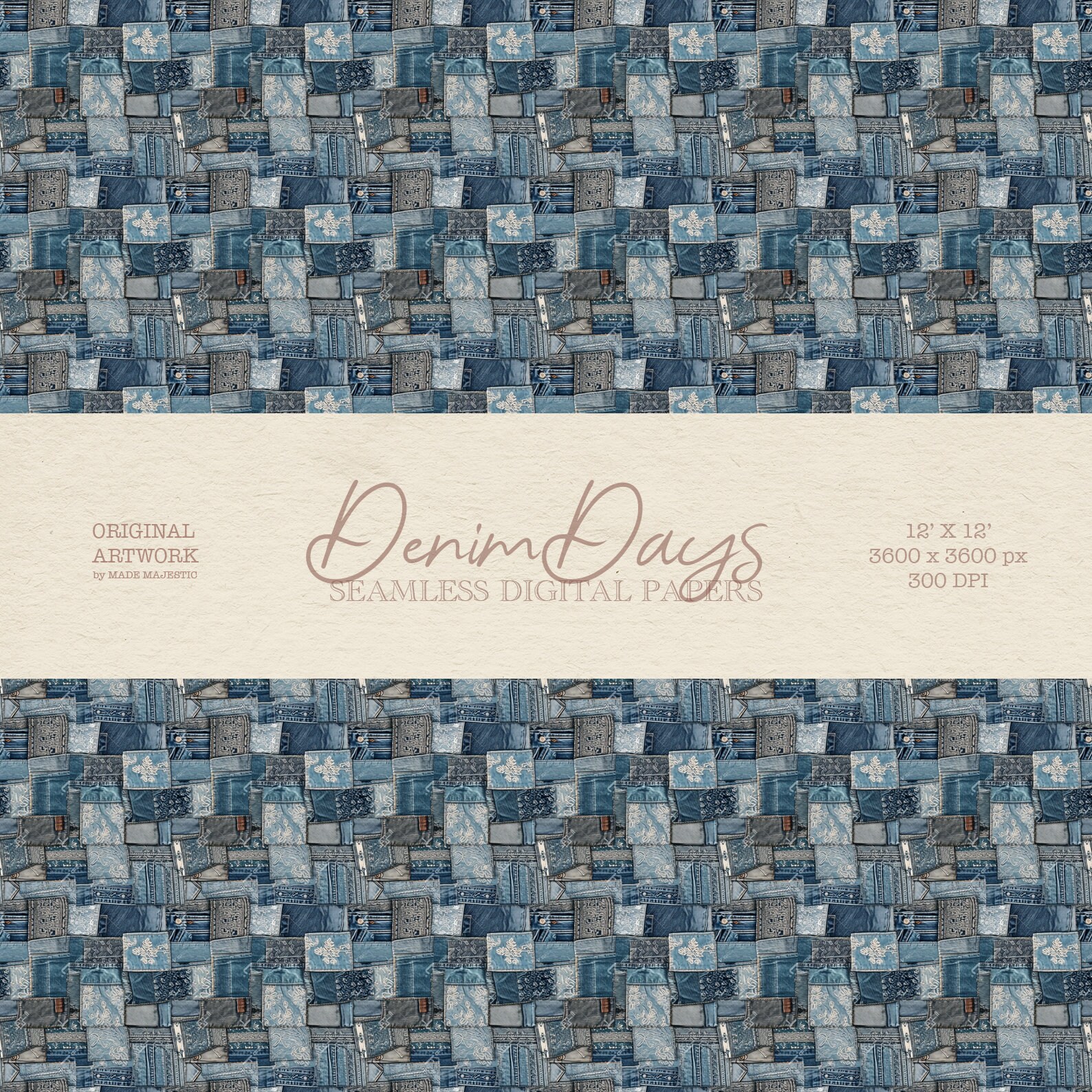 Denim Days Digital Paper Seamless Pattern Denim Scrapbook Paper ...