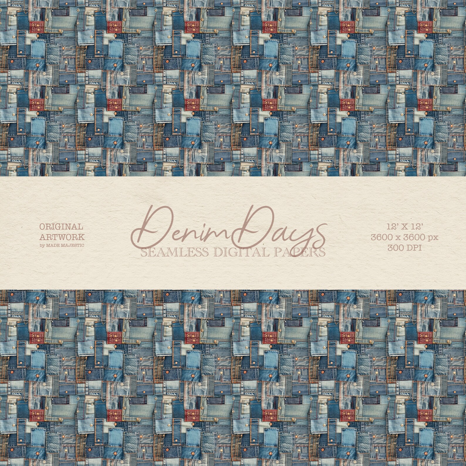 Denim Days - Digital Paper - Seamless Pattern - Denim - Scrapbook Paper ...