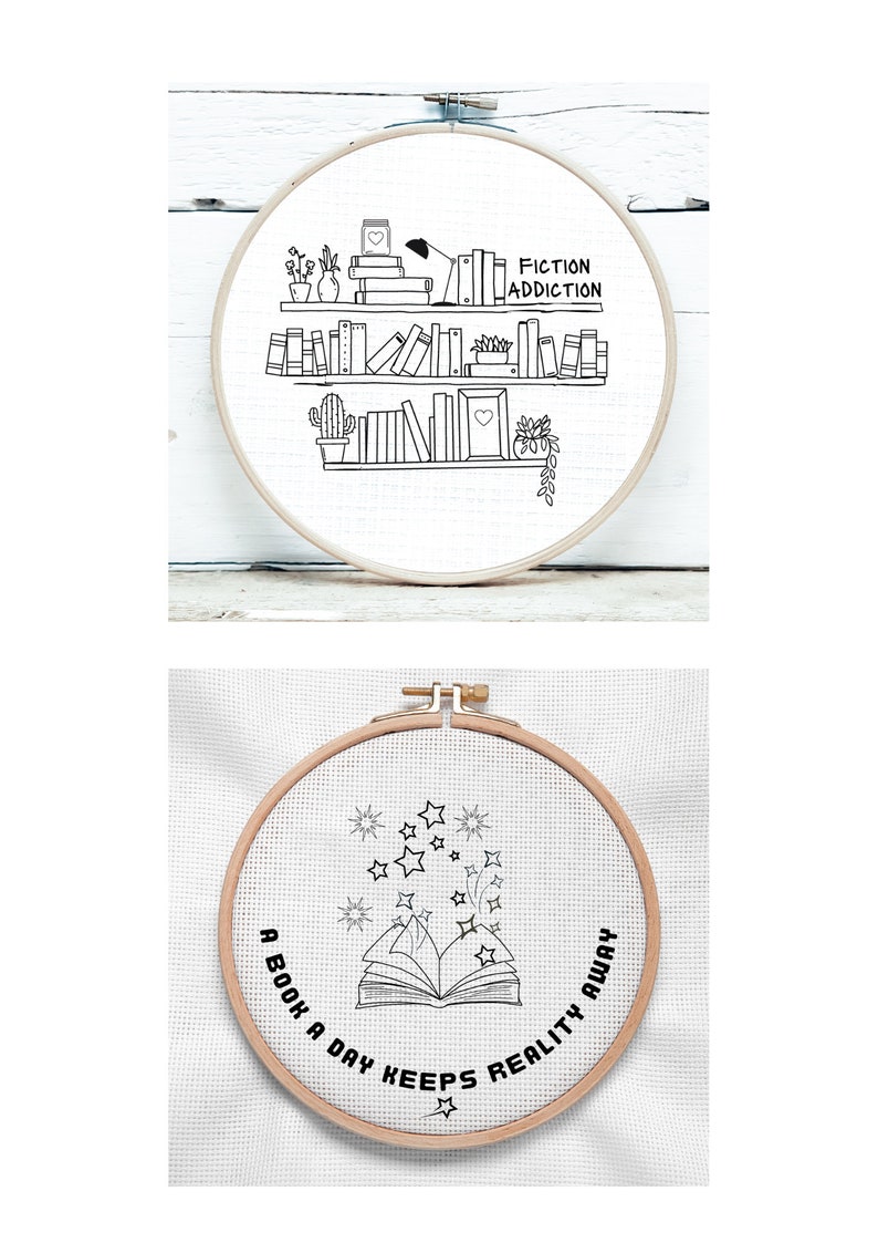 Embroidery Pattern Bundle Printable PDF for Book Lovers - Etsy