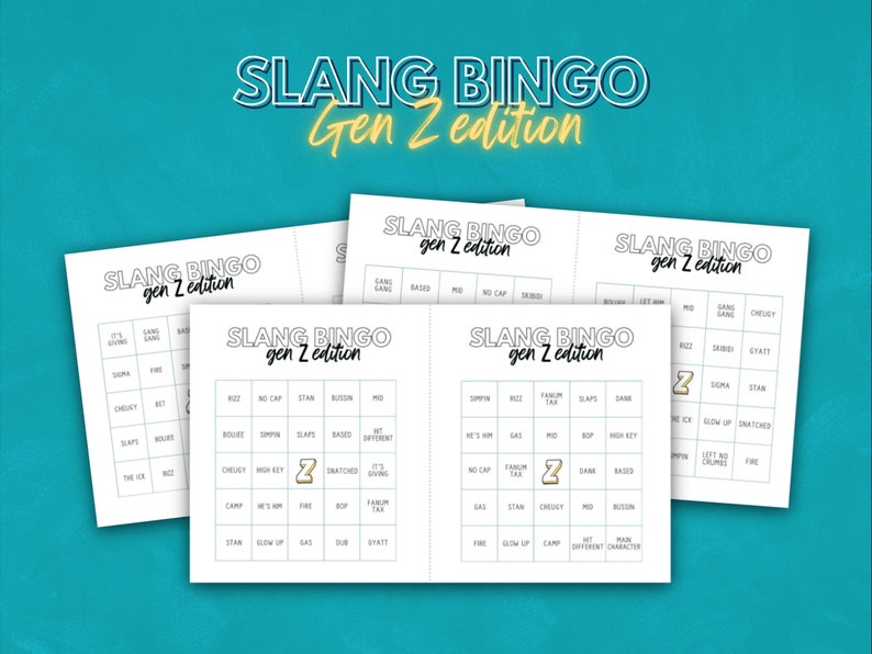 Printable Bingo Gen Z Slang | 60 Cards + Calling Cards, Bingo Tiles ...
