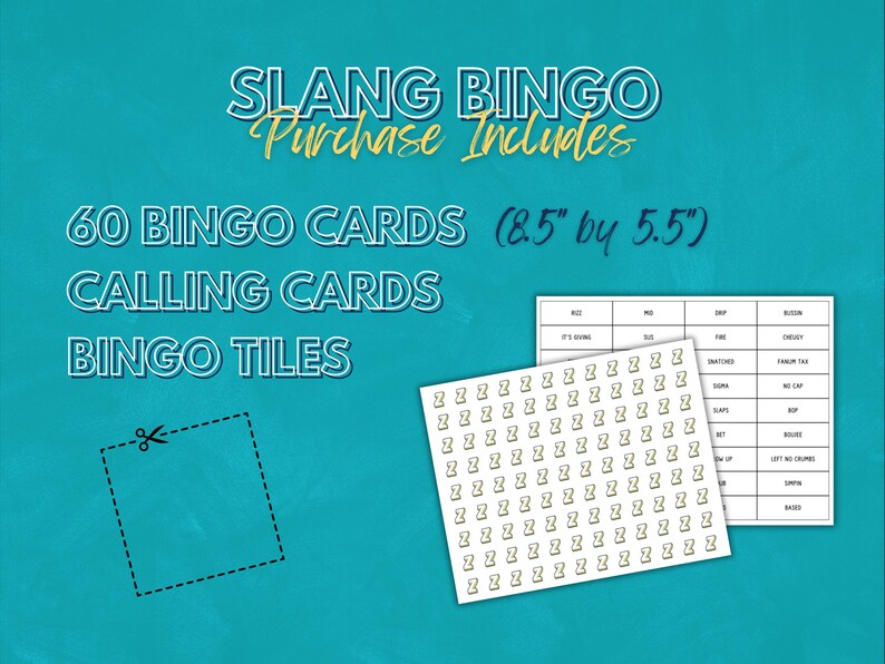 Printable Bingo Gen Z Slang | 60 Cards + Calling Cards, Bingo Tiles ...