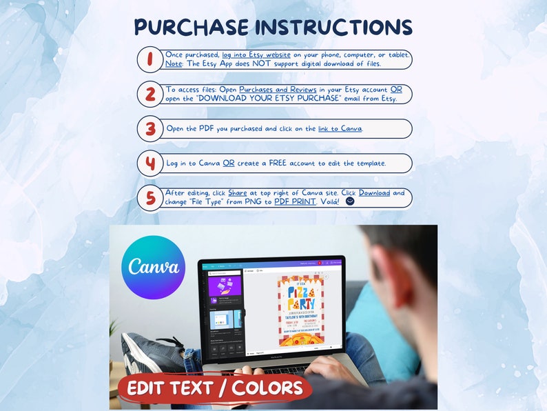 Editable Pizza Party Invitation Birthday Celebration Make Your Own DIY ...