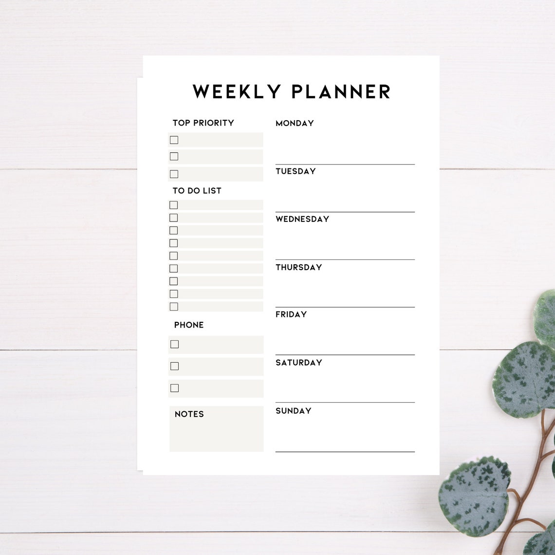 Weekly Planner, Weekly Planner Printable, Weekly Digital Planner ...