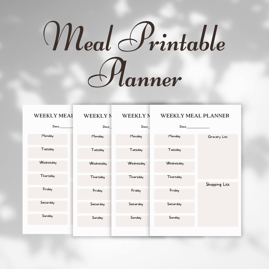 Meal Planner, Meal Planner Template, Meal Plan Printable, Meal Planner ...