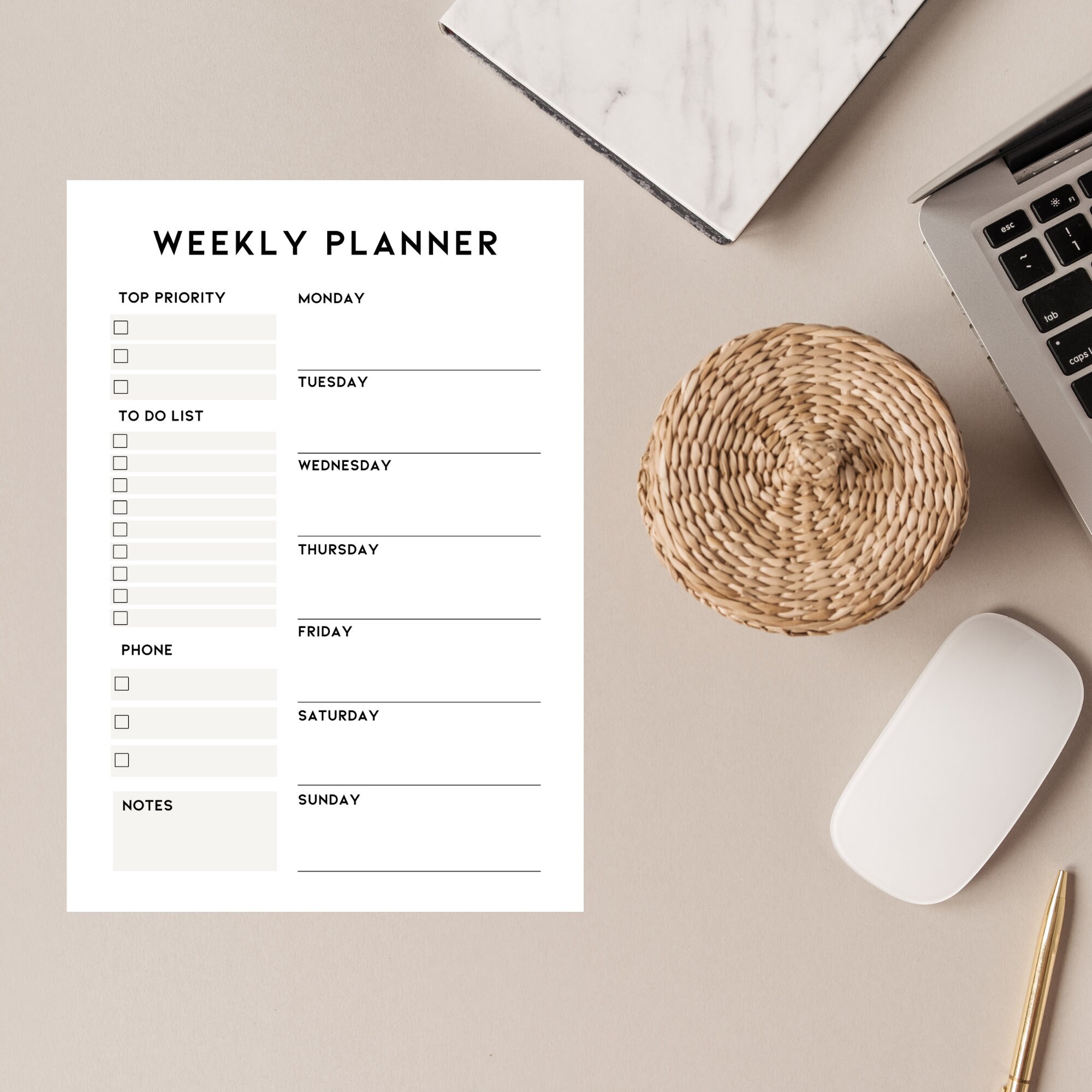 Weekly Planner, Weekly Planner Printable, Weekly Digital Planner ...