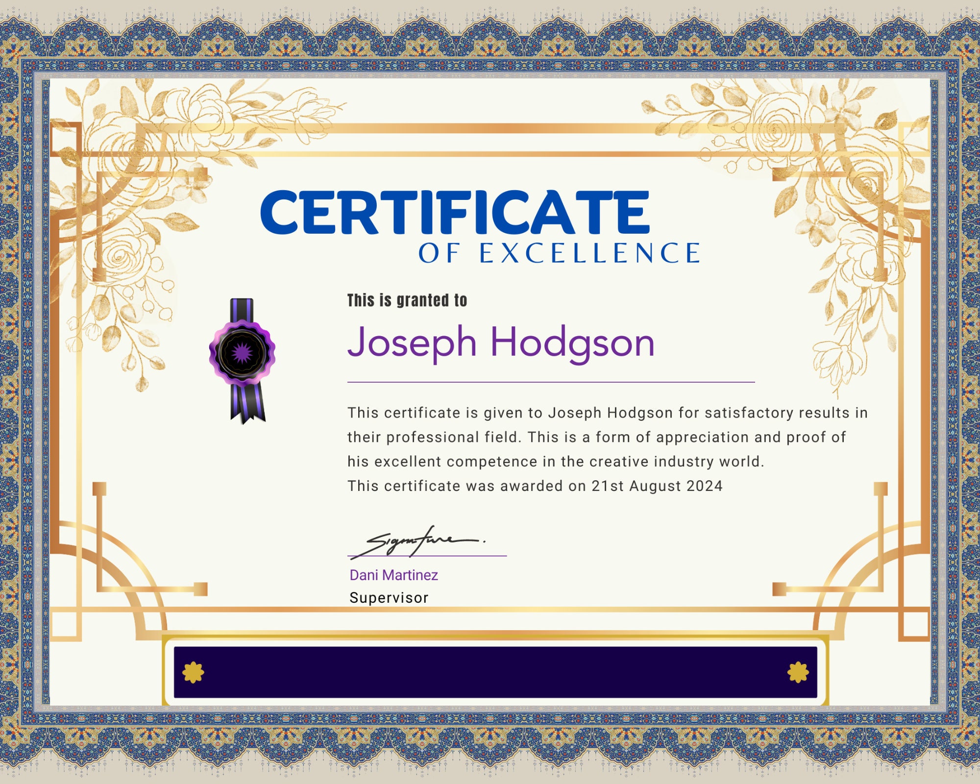 Customizable Certificate of Excellence Award, Recognize and Honor ...