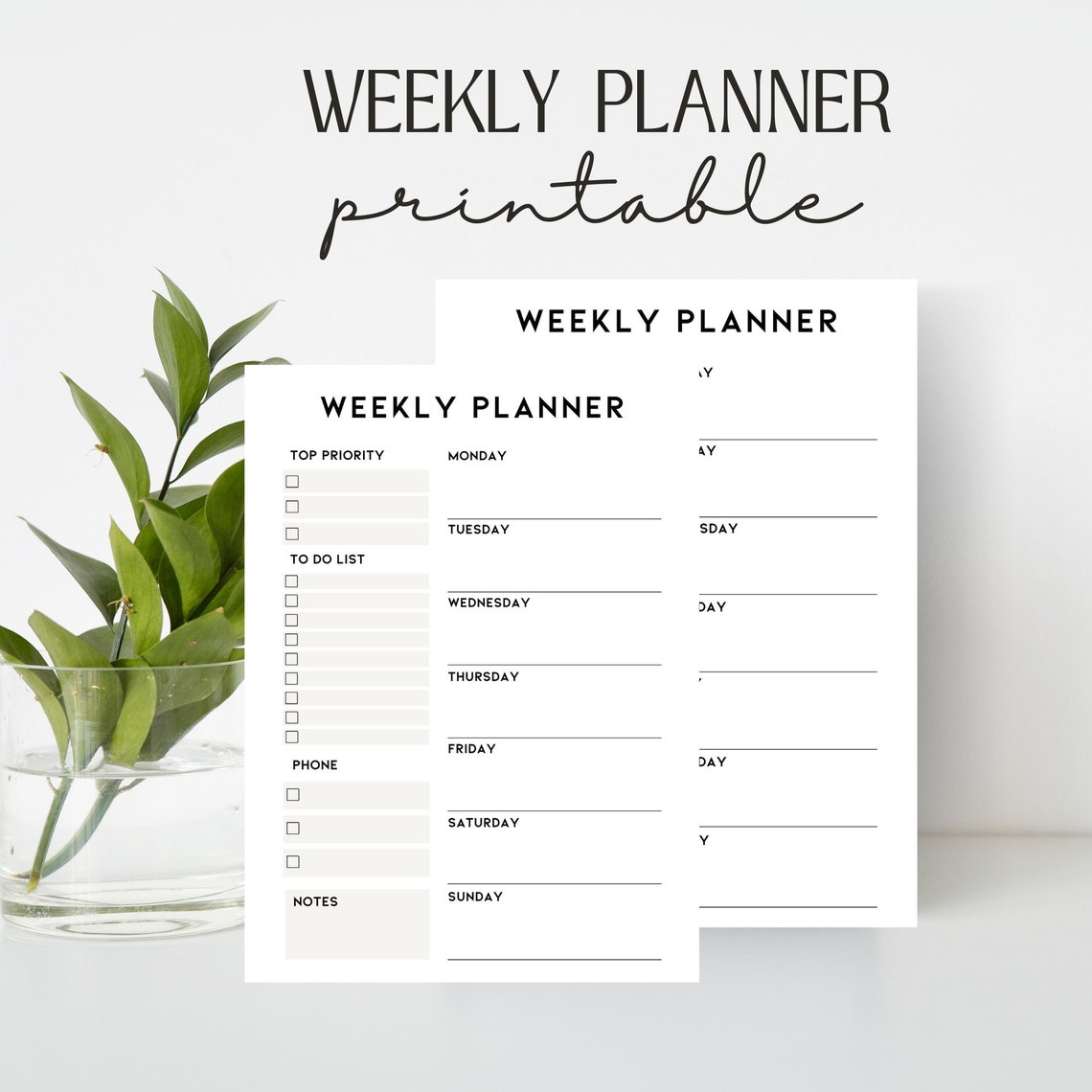 Weekly Planner, Weekly Planner Printable, Weekly Digital Planner ...
