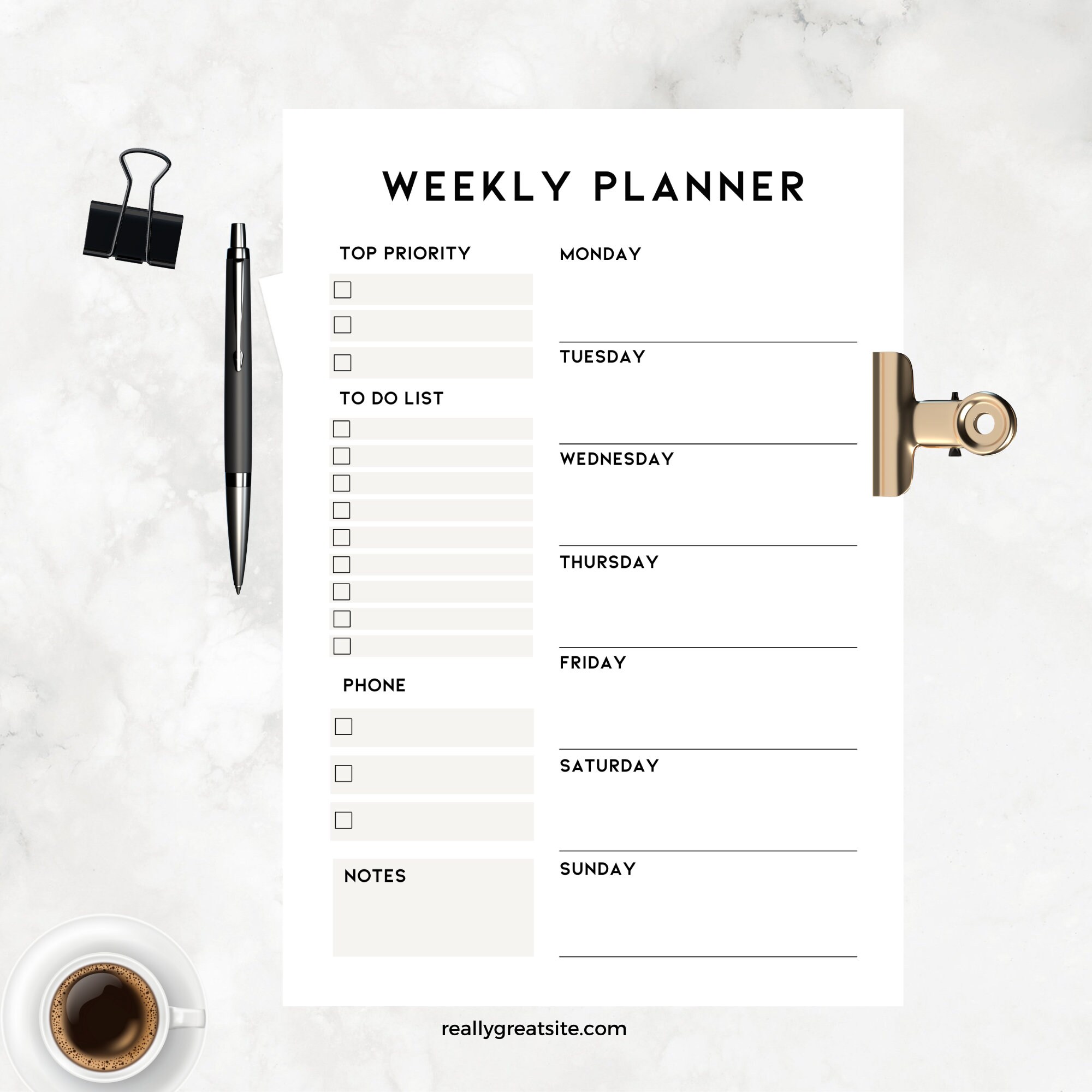 Weekly Planner, Weekly Planner Printable, Weekly Digital Planner ...