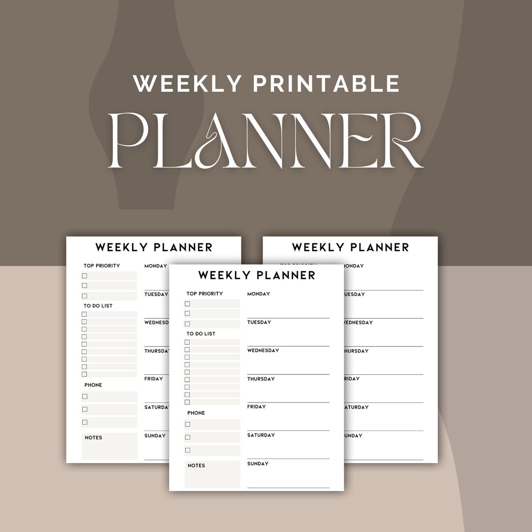 Weekly Planner, Weekly Planner Printable, Weekly Digital Planner ...